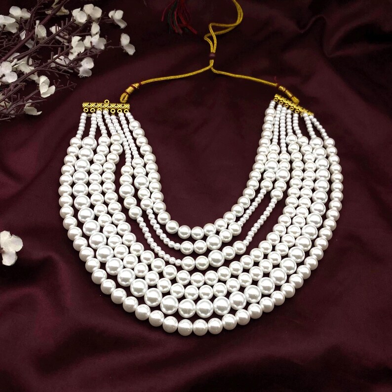 Indian Bollywood Celebrity Alia Bhatt 7 Layer Pearl Collar Choker Set ...