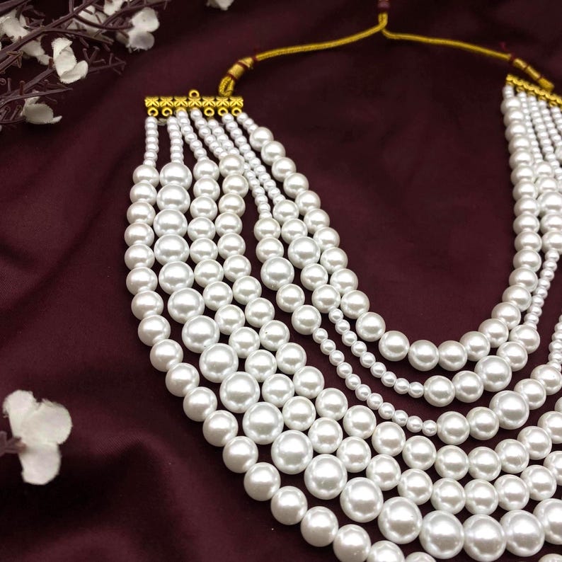 Indian Bollywood Celebrity Alia Bhatt 7 Layer Pearl Collar Choker Set ...