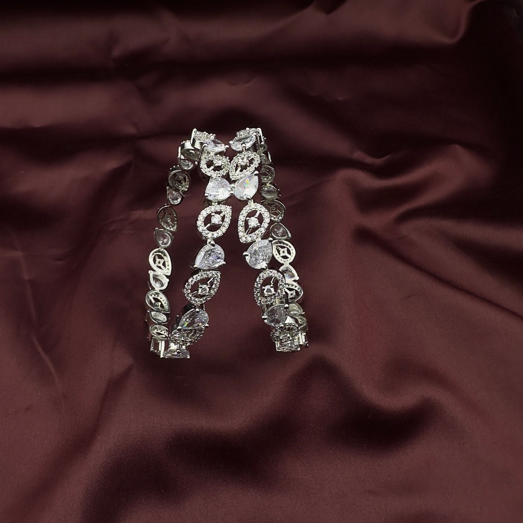 Quirky Fashions Tear Drop American Diamond Luxury Wear Bangle Set, CZ ...