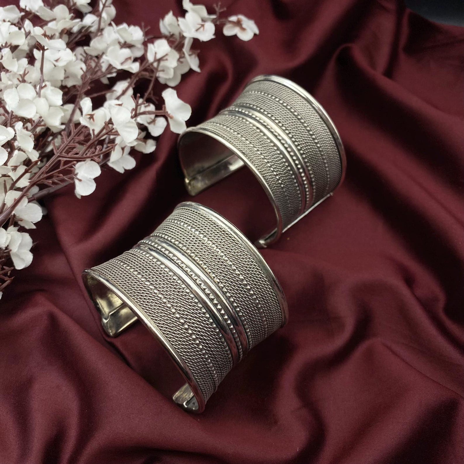 Women Hand Cuff Handcrafted Oxidized Silver Wide Cuff Bracelet by ...