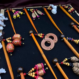Handmade Wooden Hair Sticks With Beads: Tribal Boho Accessories - Etsy