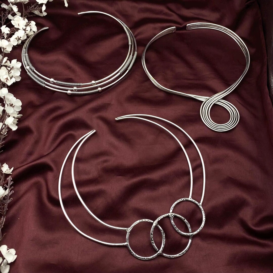 Tribal Silver Hasuli Neck Cuff: Handmade Minimalist Collar - Etsy