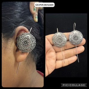 Quirky Fashions Pin Bugadi Piercing Earrings Ear Cuff Floral Design ...