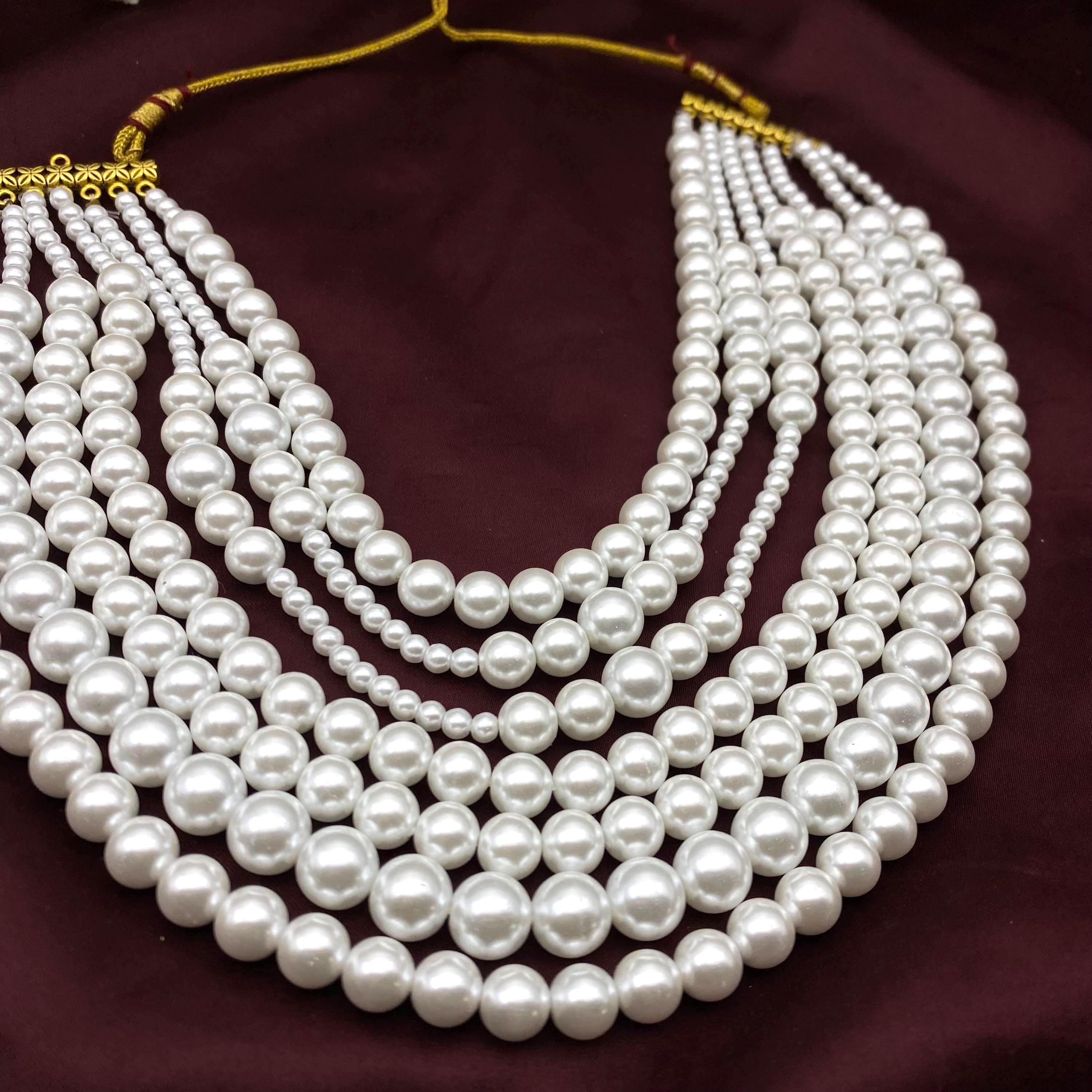 Indian Bollywood Celebrity Alia Bhatt 7 Layer Pearl Collar Choker Set ...