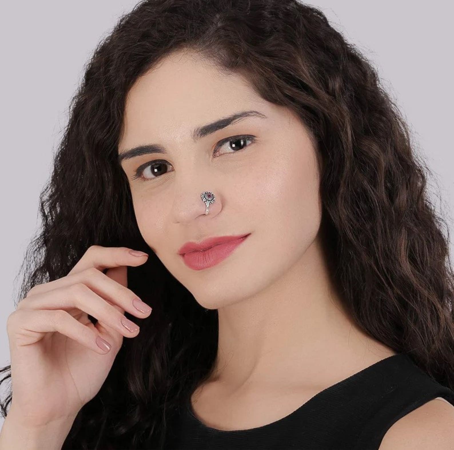 Quirky Fashions Stone False Nose Pins, Indian Oxidized Nose Pins Combo ...