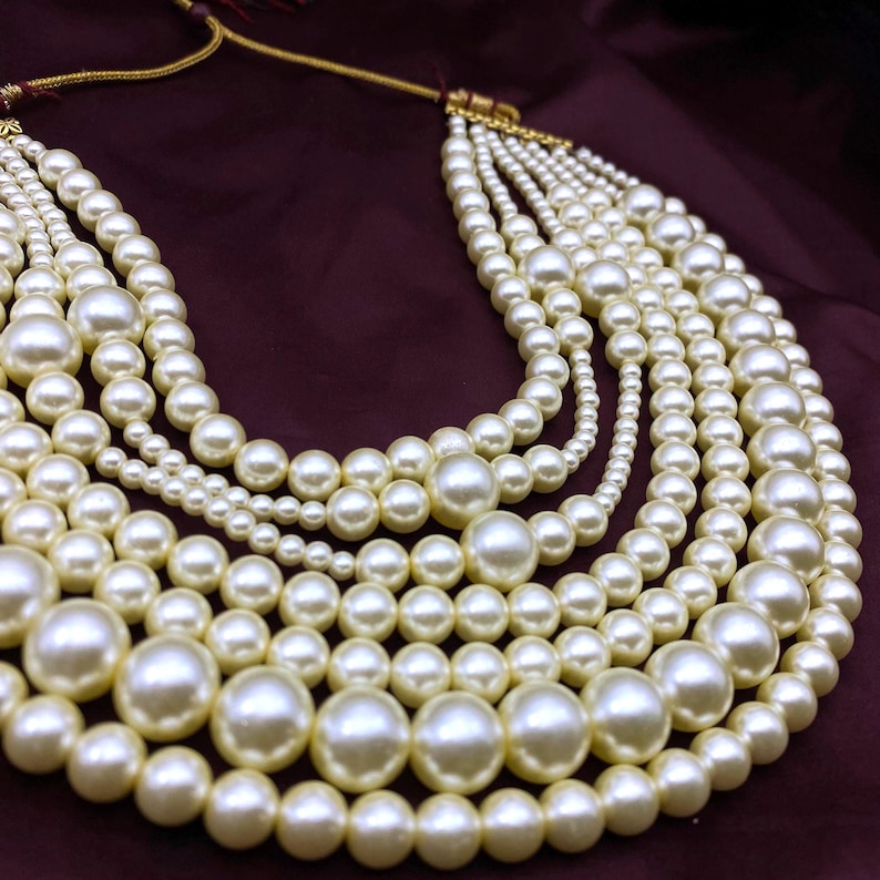 Indian Bollywood Celebrity Alia Bhatt 7 Layer Pearl Collar Choker Set ...
