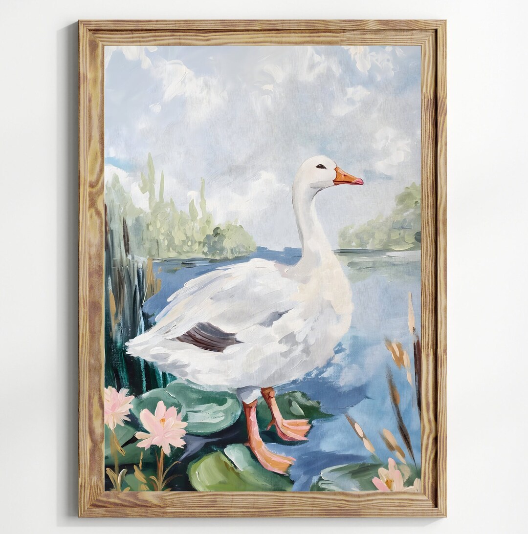 Cottagecore Silly Goose Wall Art, Girls Wall Art, Cute Goose Print ...