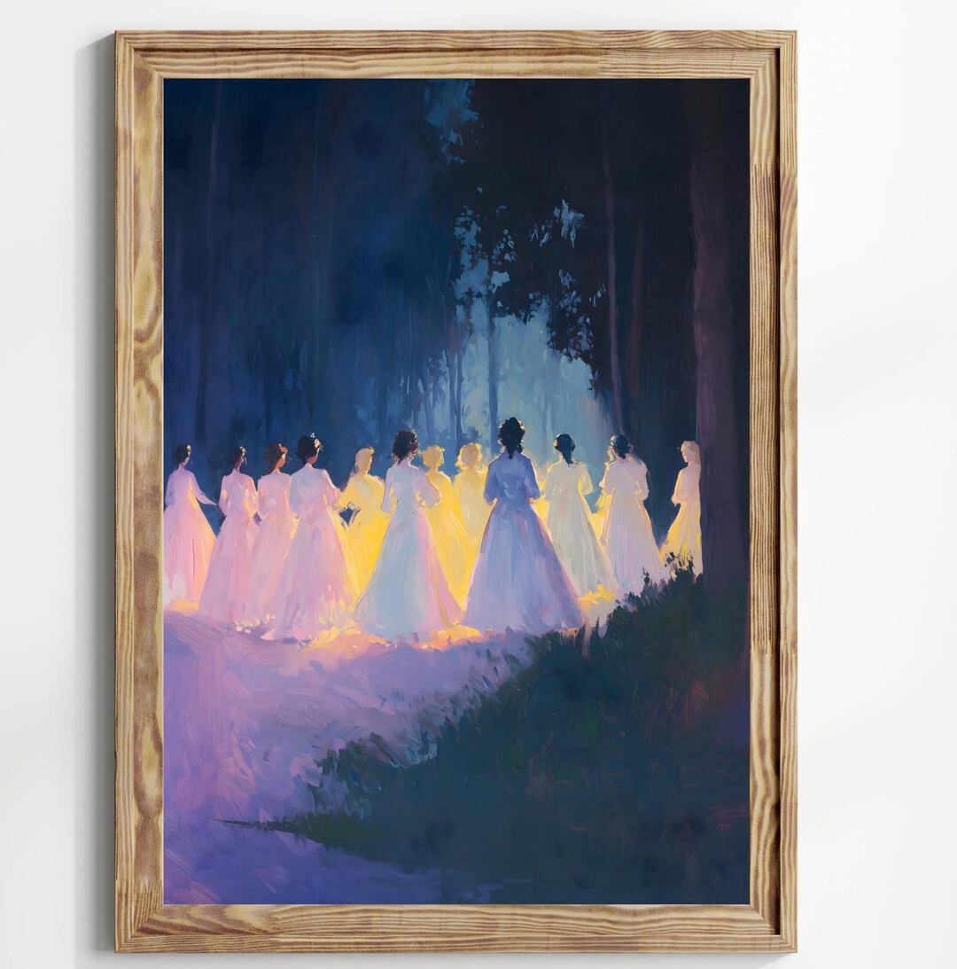 Celestial Fae Fairies Night Forest Print, Witchy Mystical Wall Art ...