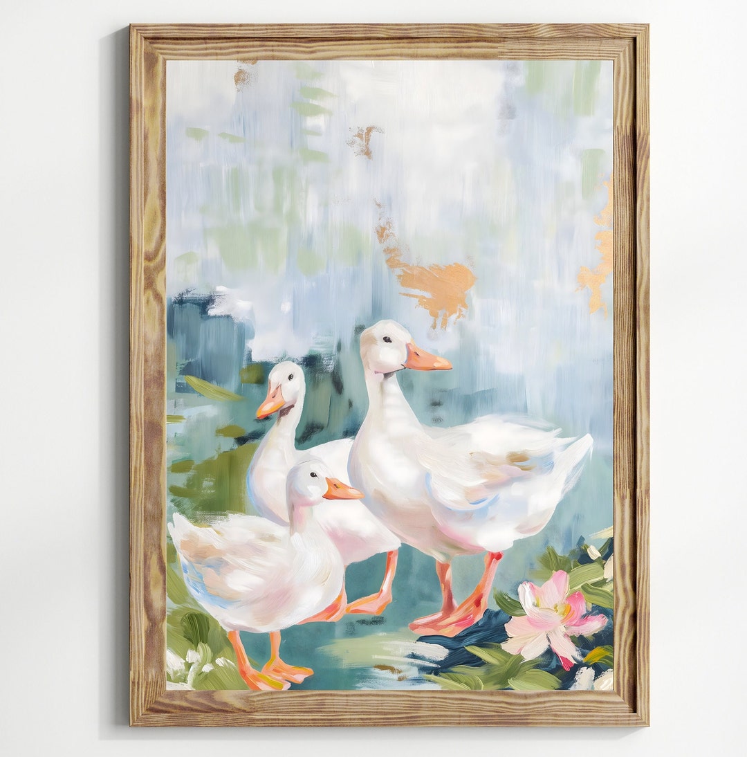 Cottagecore Silly Goose Wall Art, Girls Wall Art, Cute Goose Print ...