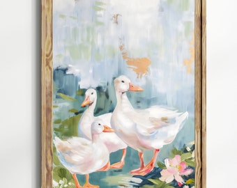 Cottagecore Silly Goose Wall Art, Girls Wall Art, Cute Goose Print ...