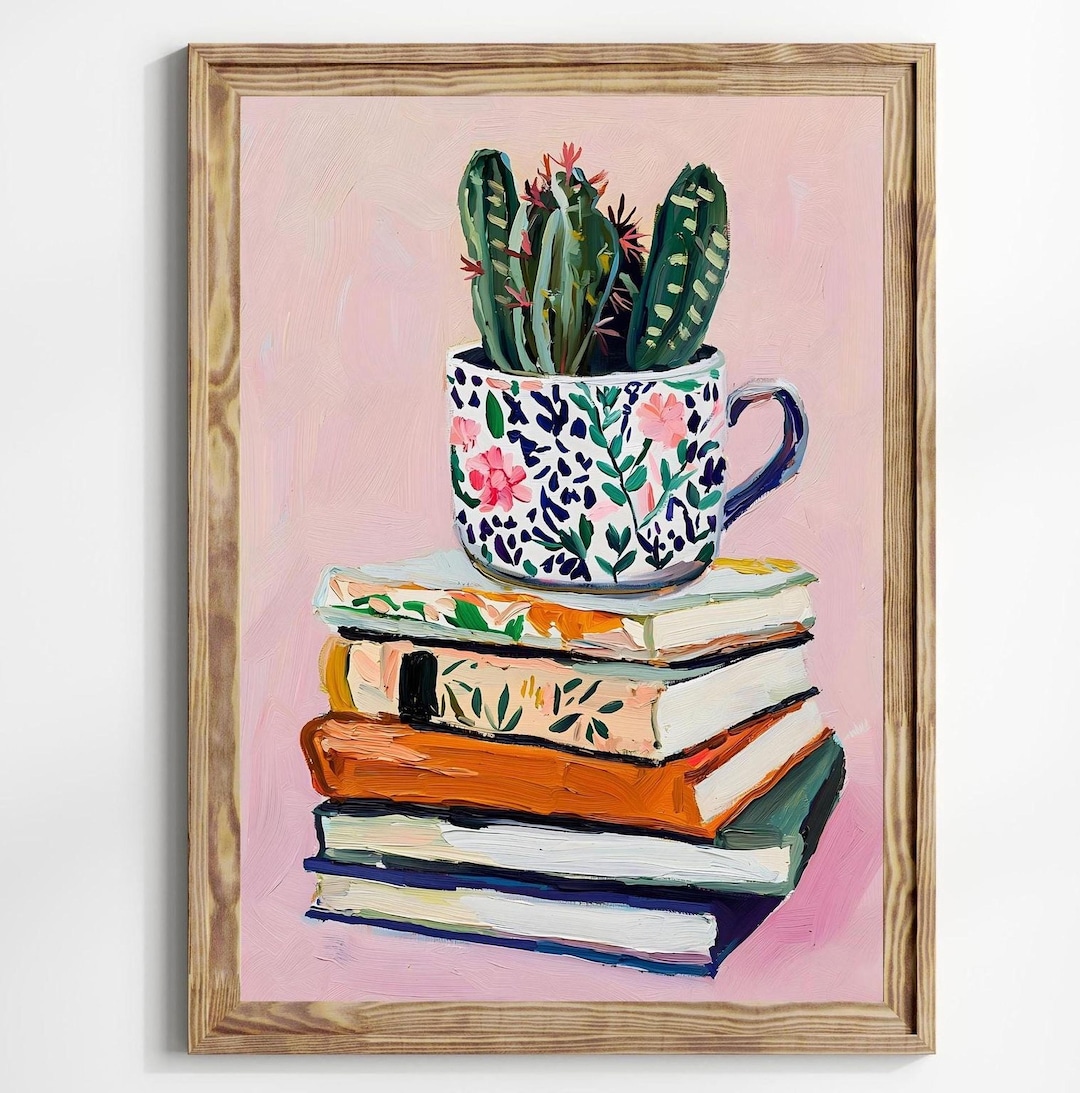 Floral Mug Cactus Print: Cozy Reading Nook Decor - Etsy