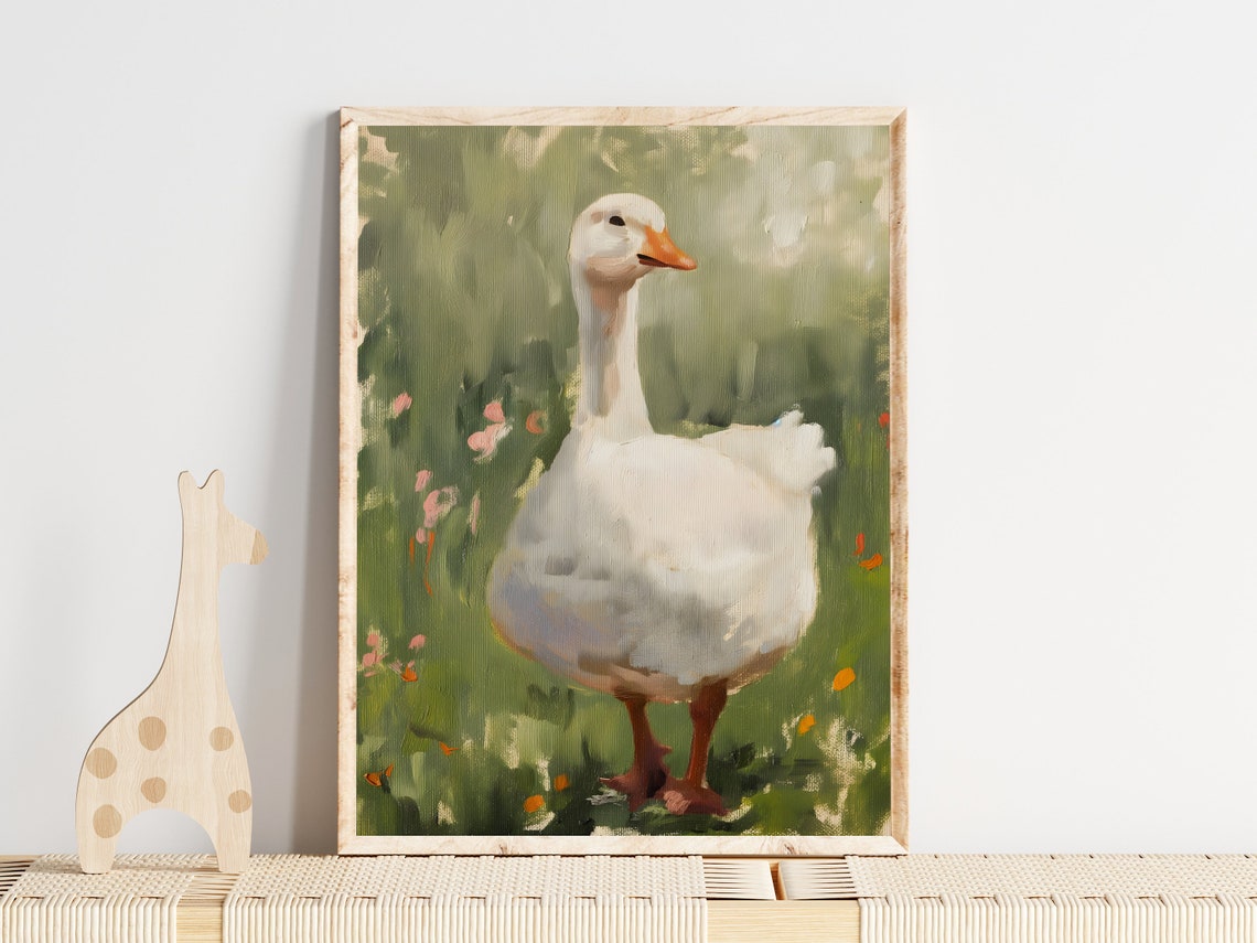 Cottagecore Silly Goose Wall Art, Girls Wall Art, Cute Goose Print ...