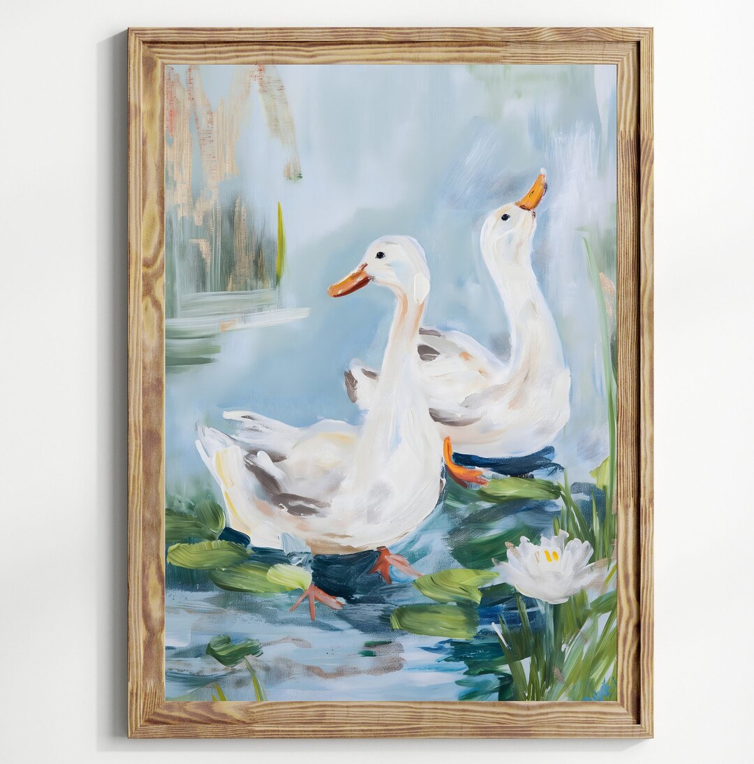 Cottagecore Silly Goose Wall Art, Girls Wall Art, Cute Goose Print ...