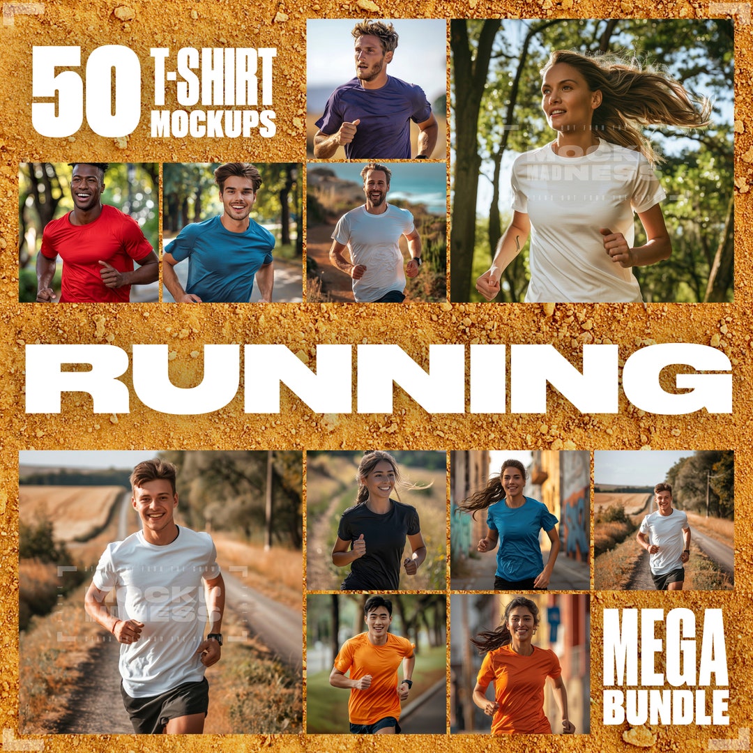 Running T-shirt Mockup, Running Model Mockups, T-shirt Mockup, 3001 ...