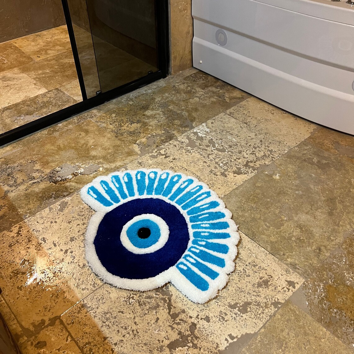 EVİL EYE BEAD / Custom Rug, Fluffy & Soft, Handmade Rug, Housewarming ...