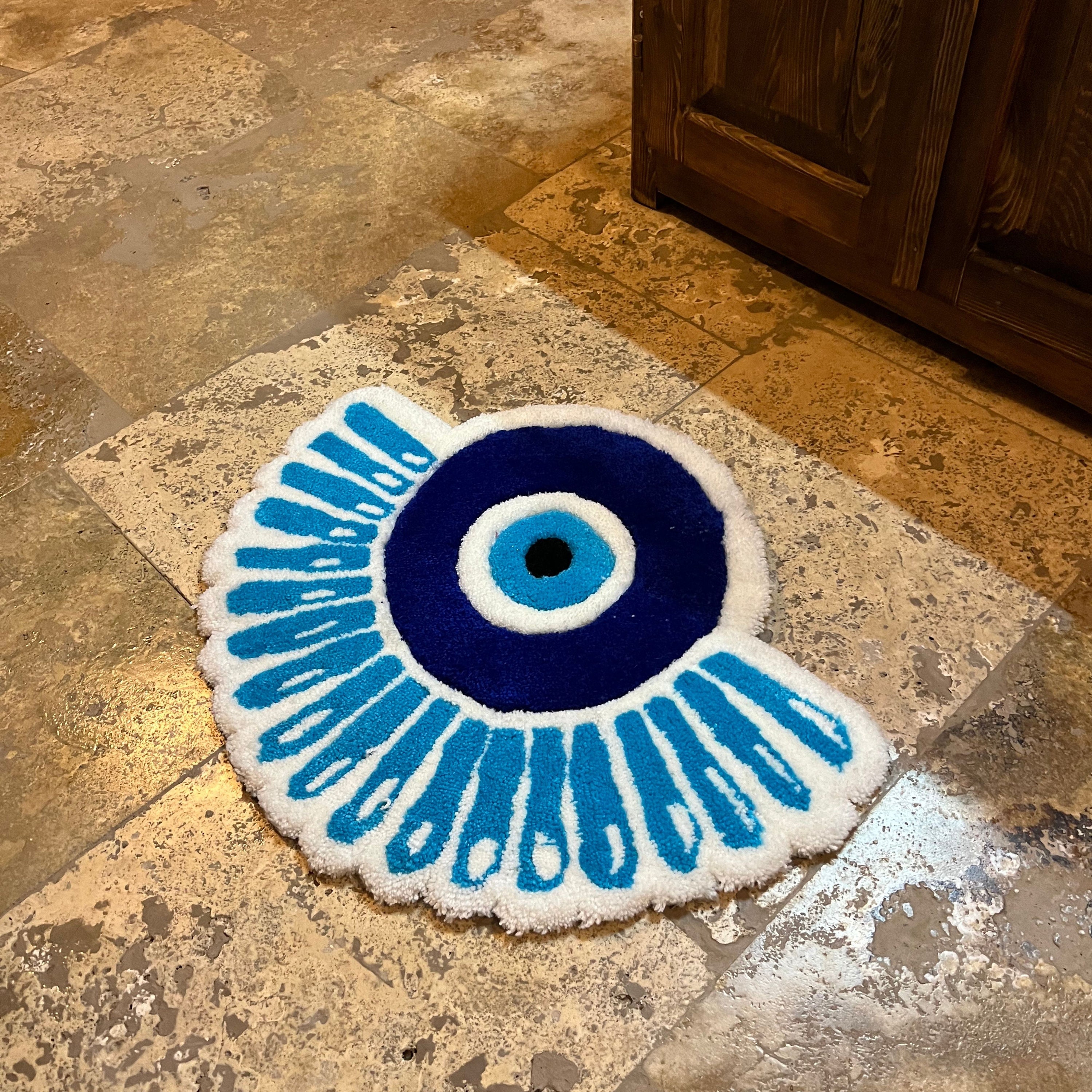 EVİL EYE BEAD / Custom Rug, Fluffy & Soft, Handmade Rug, Housewarming ...