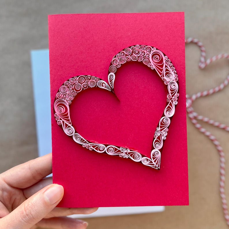 Handmade Quilled Heart Greeting Cards Unique Valentines Day ...