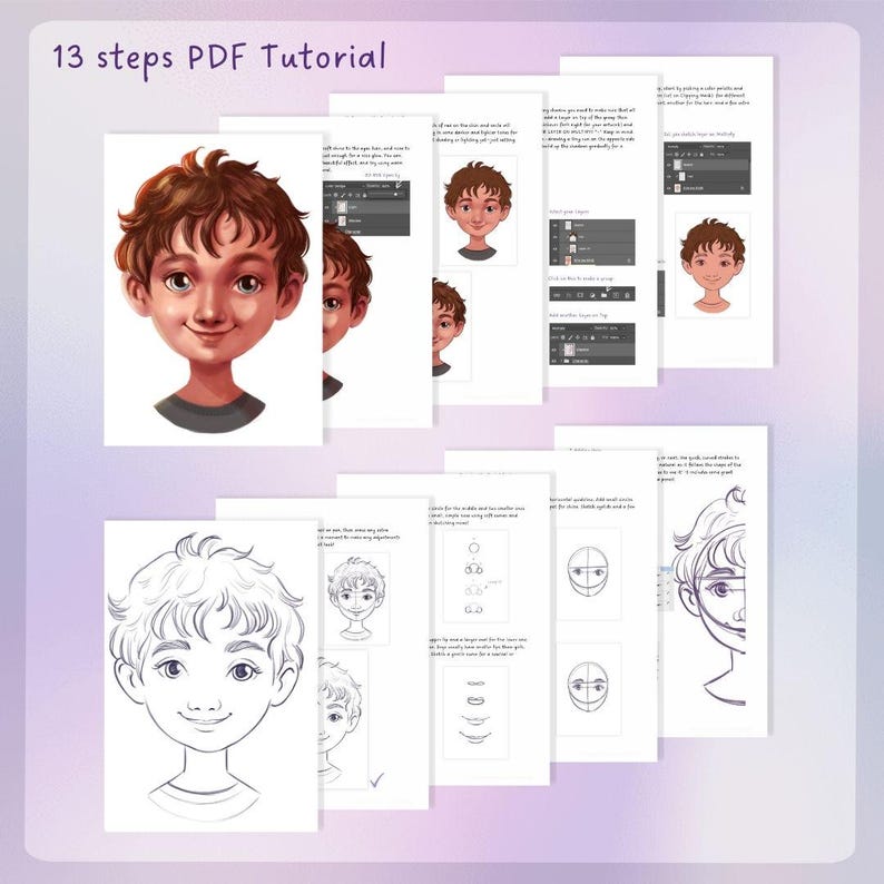 How to Draw A Boy Character | Digital Step-by-step Drawing Guide PDF ...