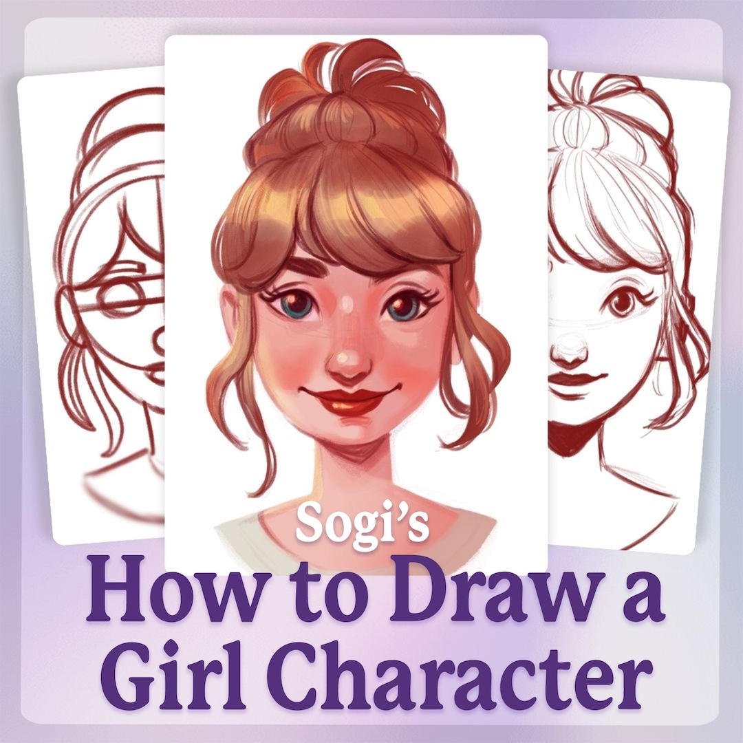 How to Draw A Girl Character | Digital Step-by-step Drawing Guide PDF | Step-by-step Portrait ...