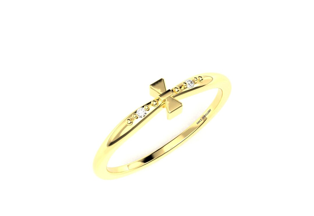 Diamond Cross Ring, 14k Gold Diamond Ring, Holy Cross Ring, Graduation ...