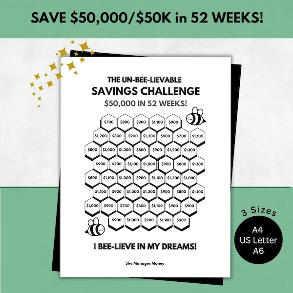 50000 Savings Challenge - Etsy