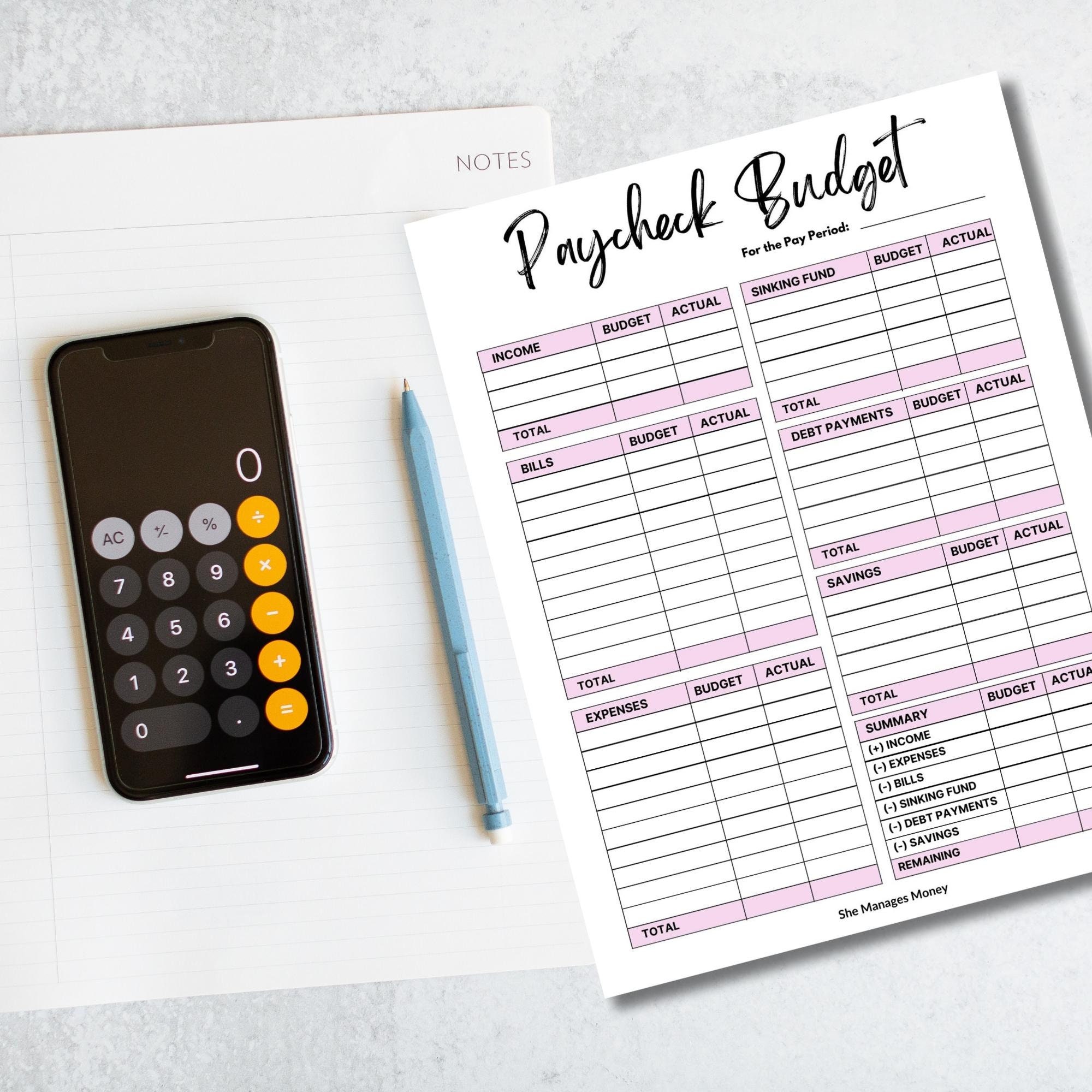 Paycheck Budget Planner Template Printable | Paycheck Budget Sheet ...