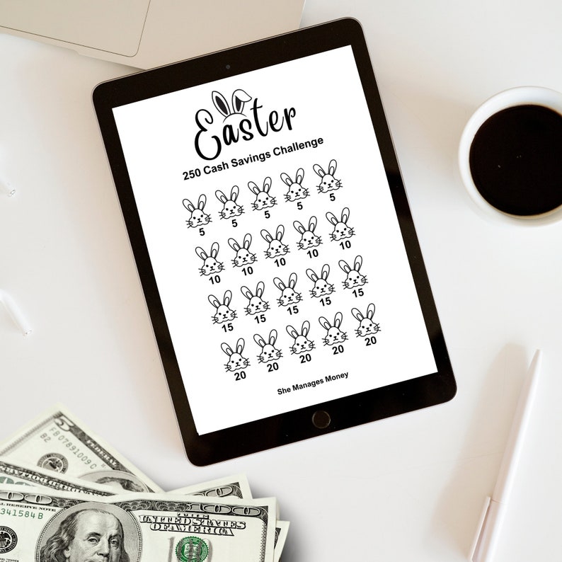 Easter Cash Savings Challenge Printable Save 250 Dollars Happy Easter ...