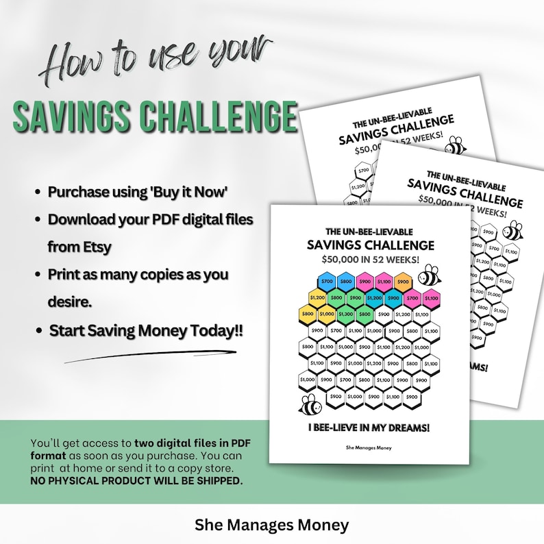 50,000/50K in 52 Weeks Savings Challenge | Save 50 000 in 1 Year | 50K ...