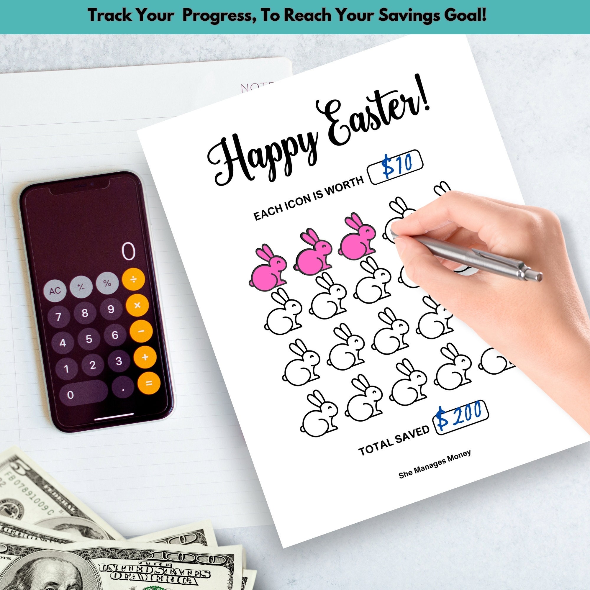 Mini Easter Savings Challenge Printable Happy Easter Savings Fund ...