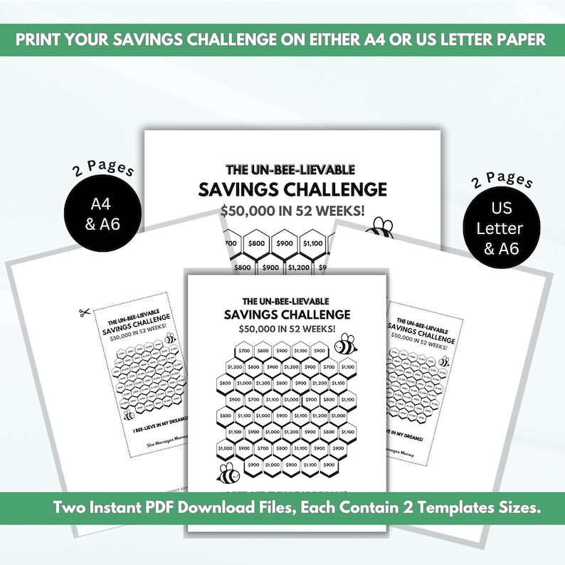 50,000/50K in 52 Weeks Savings Challenge | Save 50 000 in 1 Year | 50K ...
