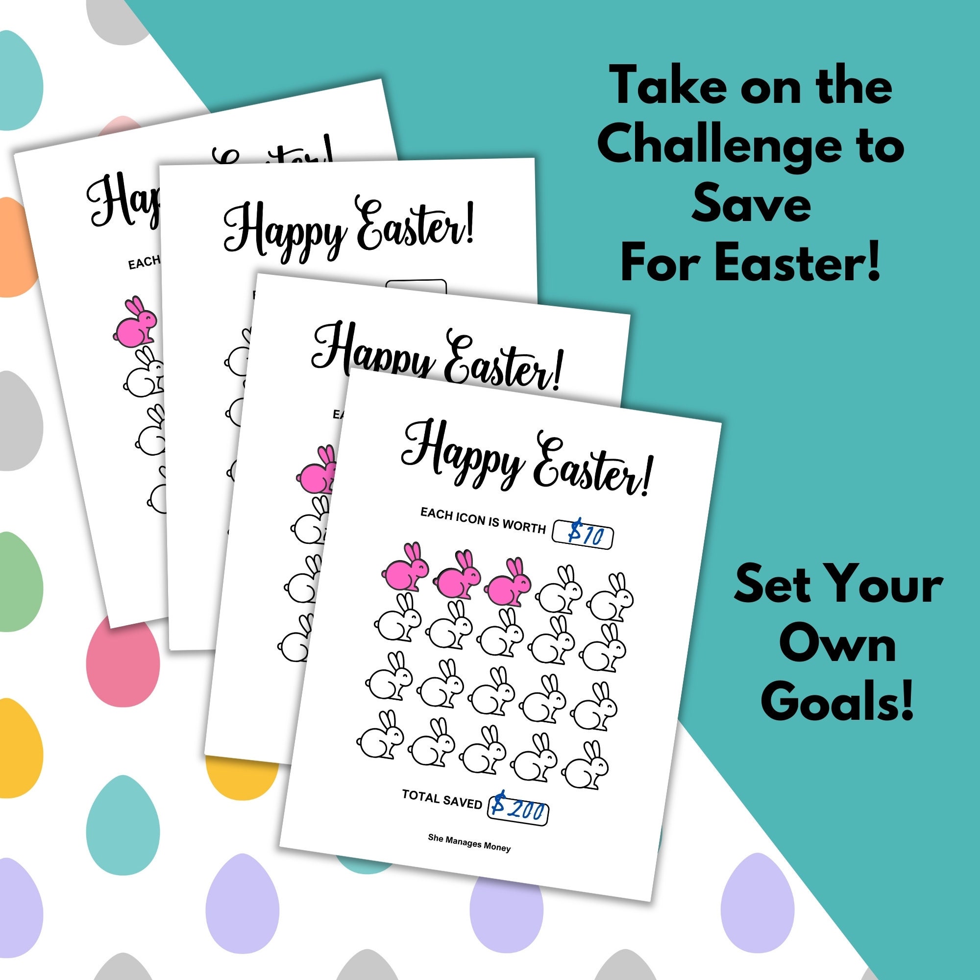 Mini Easter Savings Challenge Printable Happy Easter Savings Fund ...