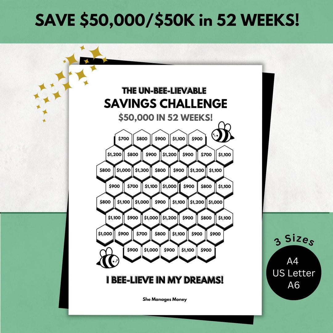 50,000/50K in 52 Weeks Savings Challenge | Save 50 000 in 1 Year | 50K ...