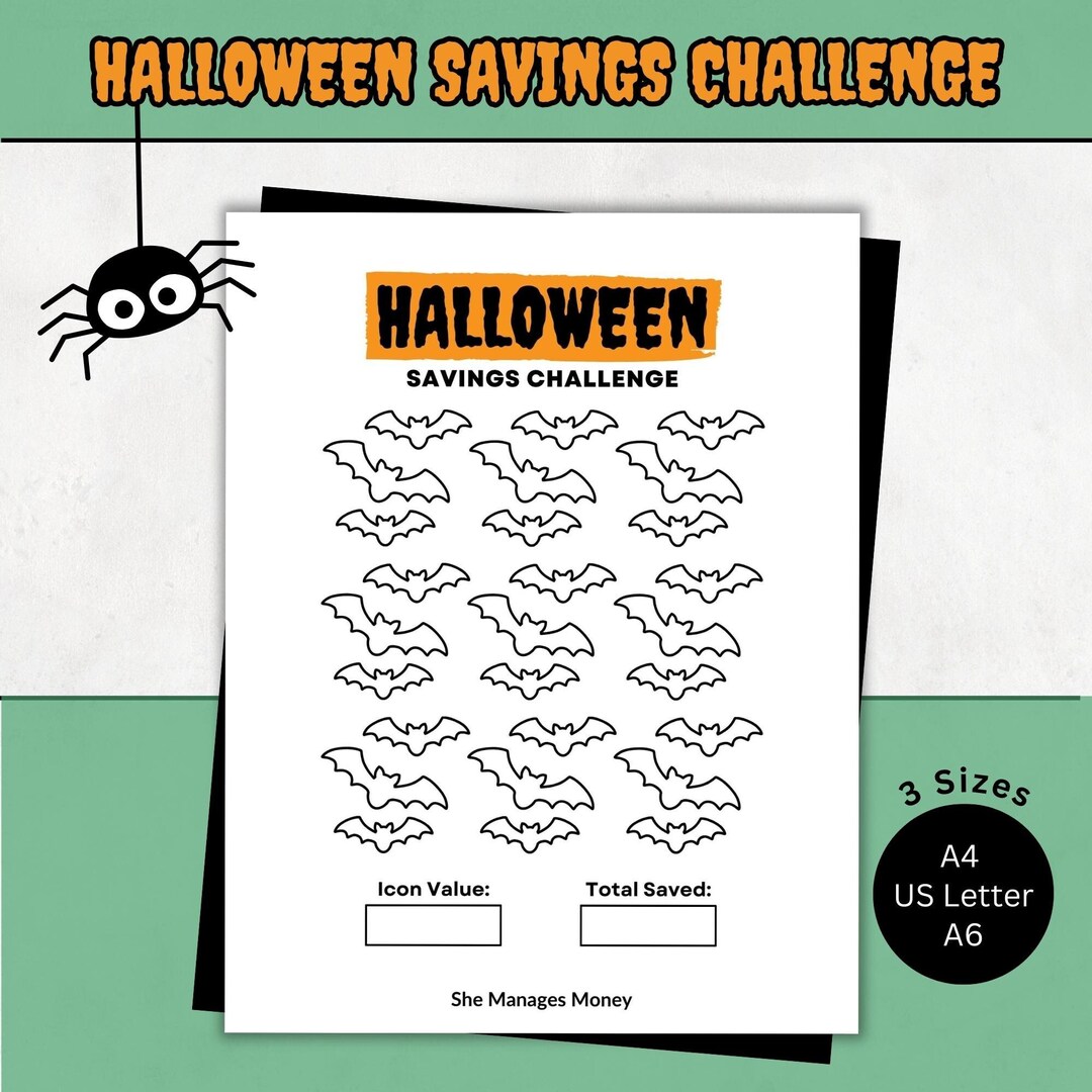 Halloween Savings Challenge Printable Cash Stuffing Savings - Etsy