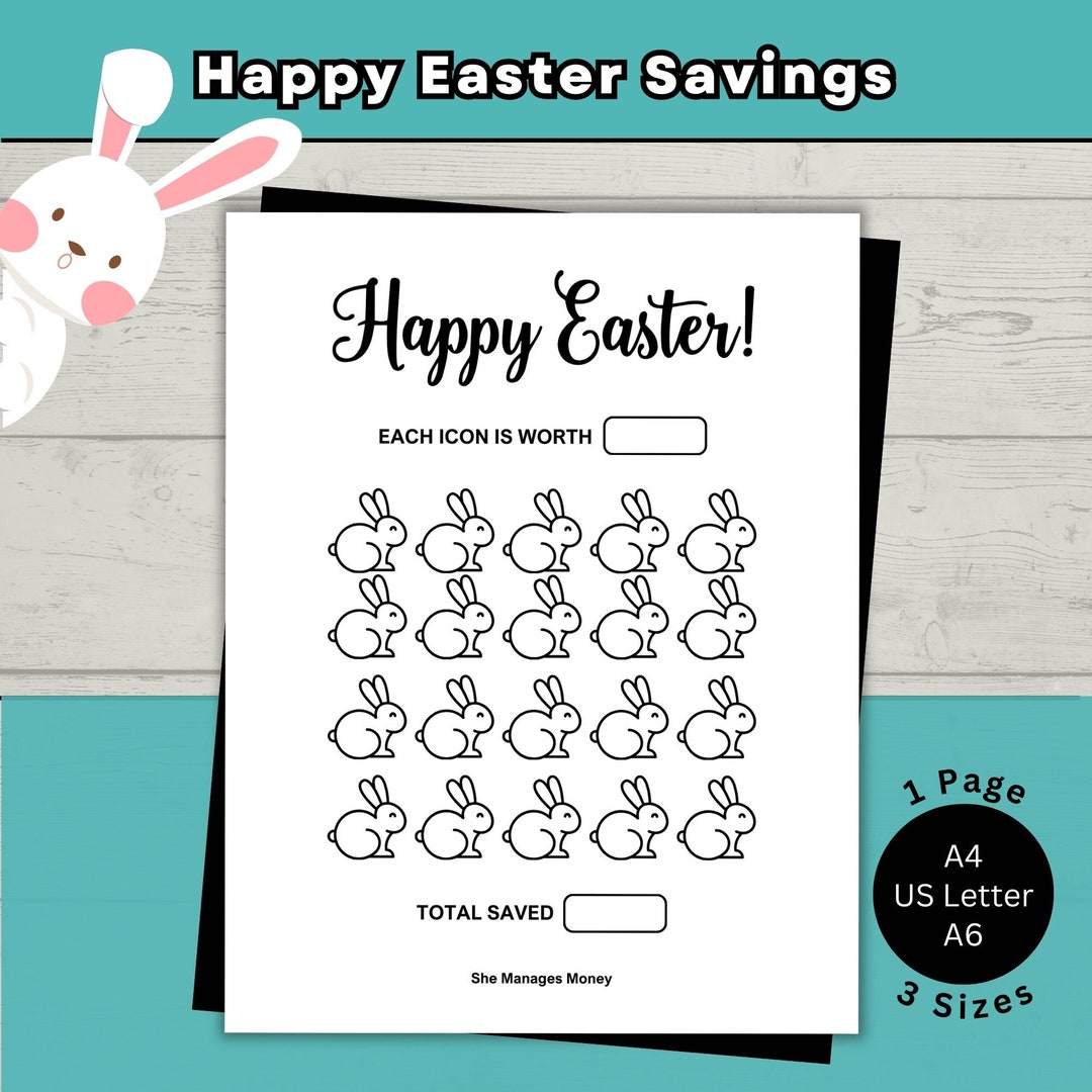 Mini Easter Savings Challenge Printable Happy Easter Savings Fund ...