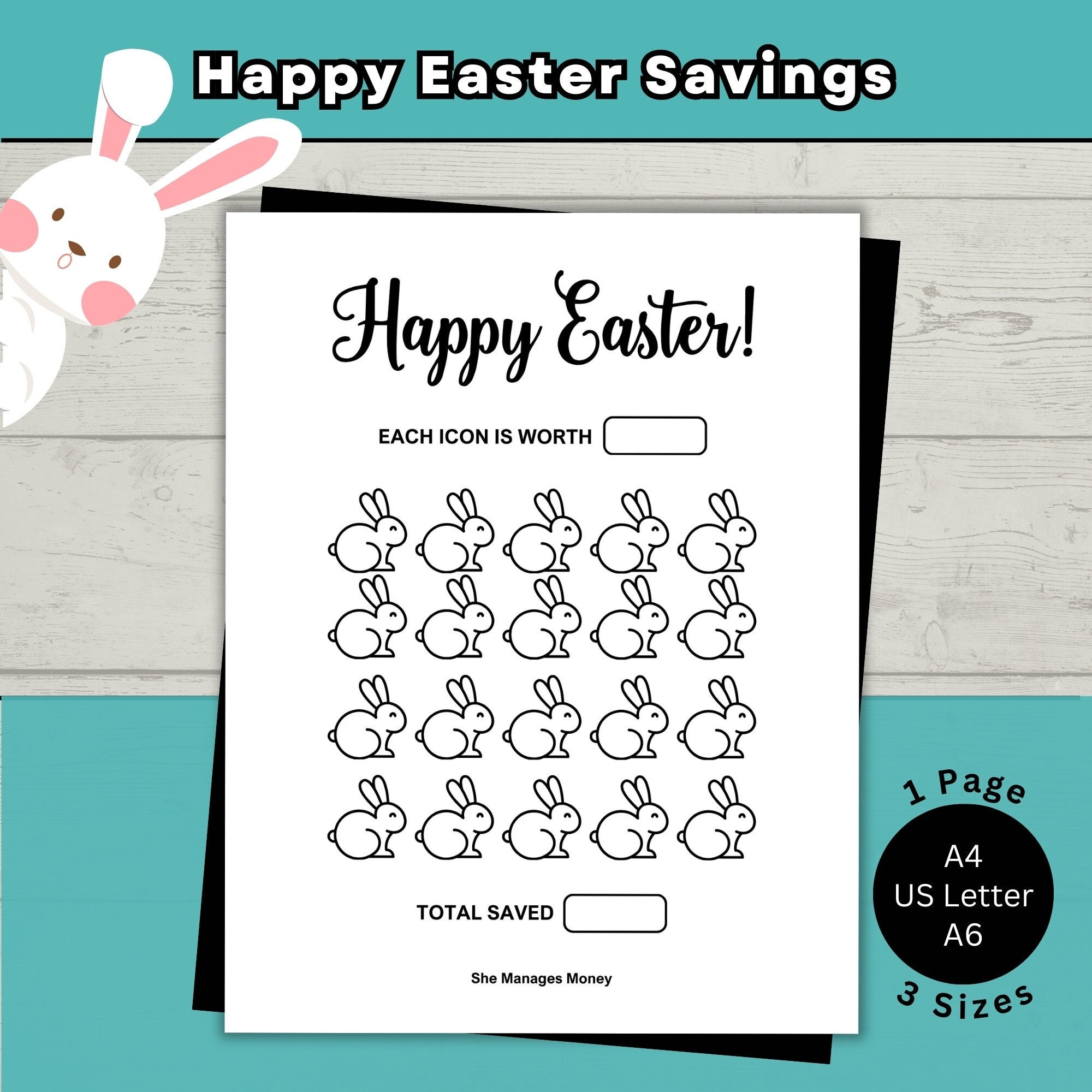 Mini Easter Savings Challenge Printable Happy Easter Savings Fund ...