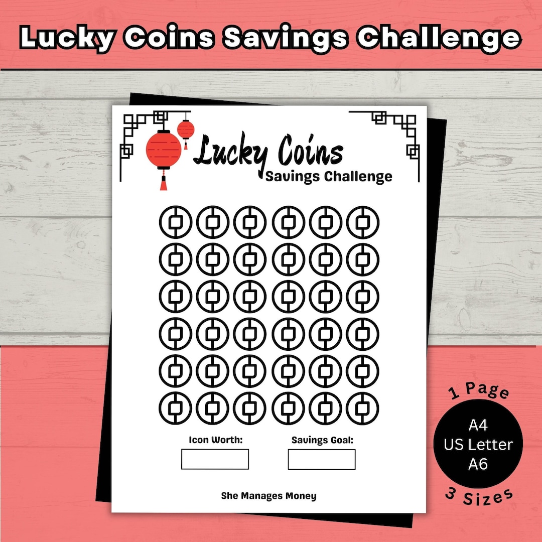 Lucky Coins Savings Challenge Printable | 2025 Lunar New Years Savings ...