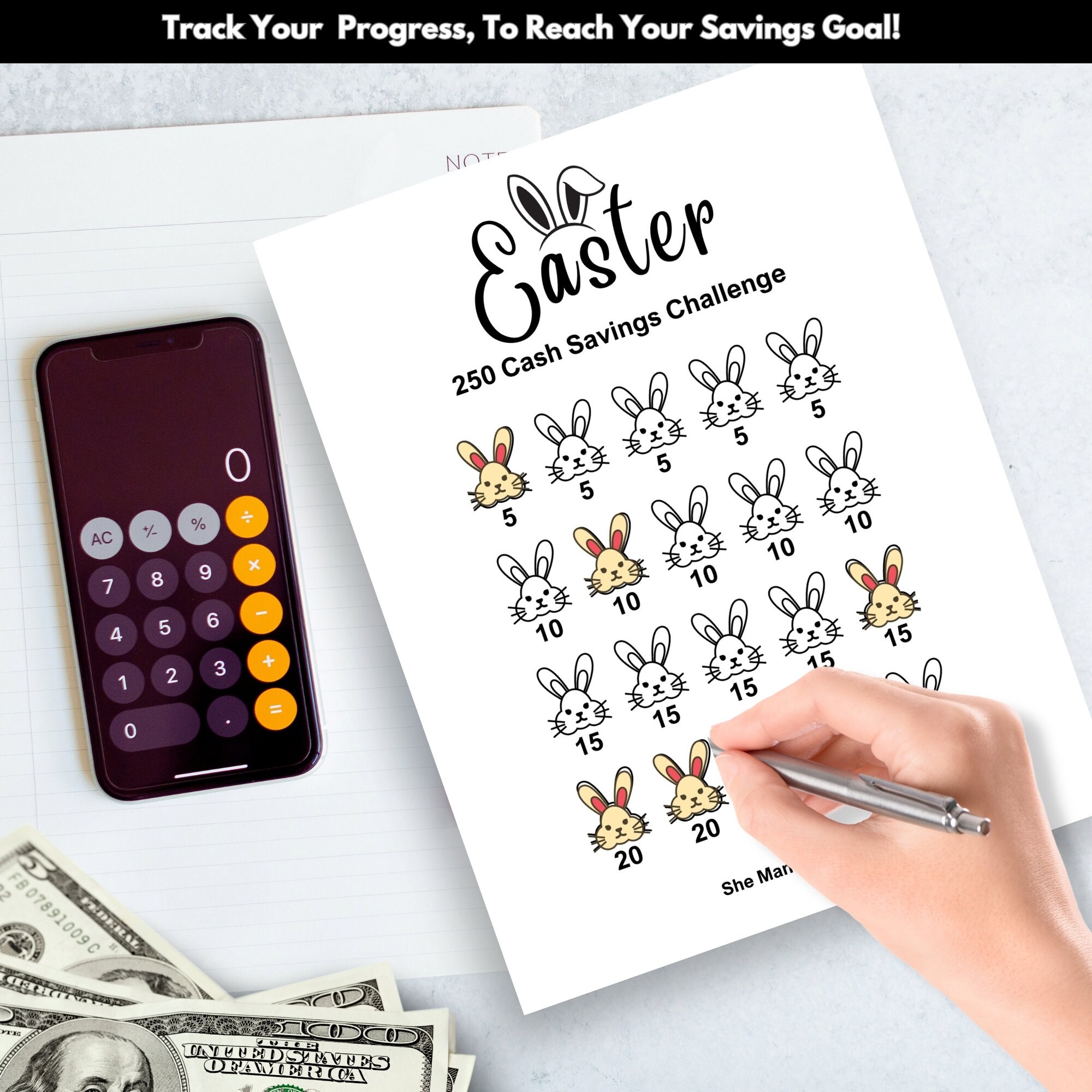 Easter Cash Savings Challenge Printable Save 250 Dollars Happy Easter ...