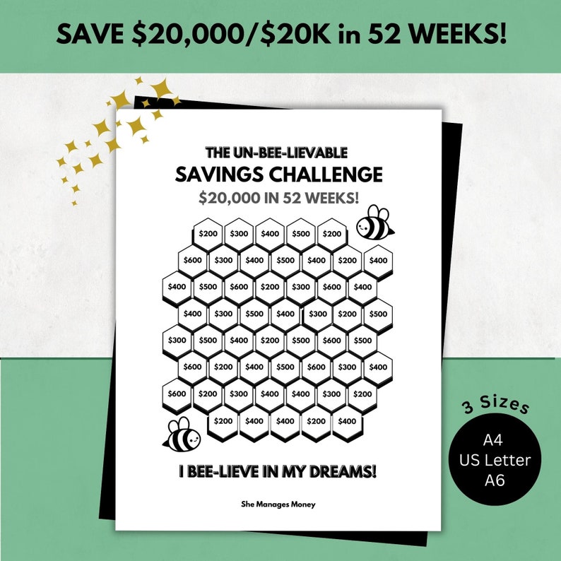 20,000 in 52 Weeks Savings Challenge Save 20 000 in 1 Year Challenge ...