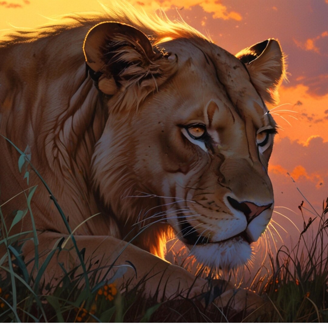 Lioness Print PNG, EPS, Dxf, Jpg Digital Download, Lion Lover Svg ...