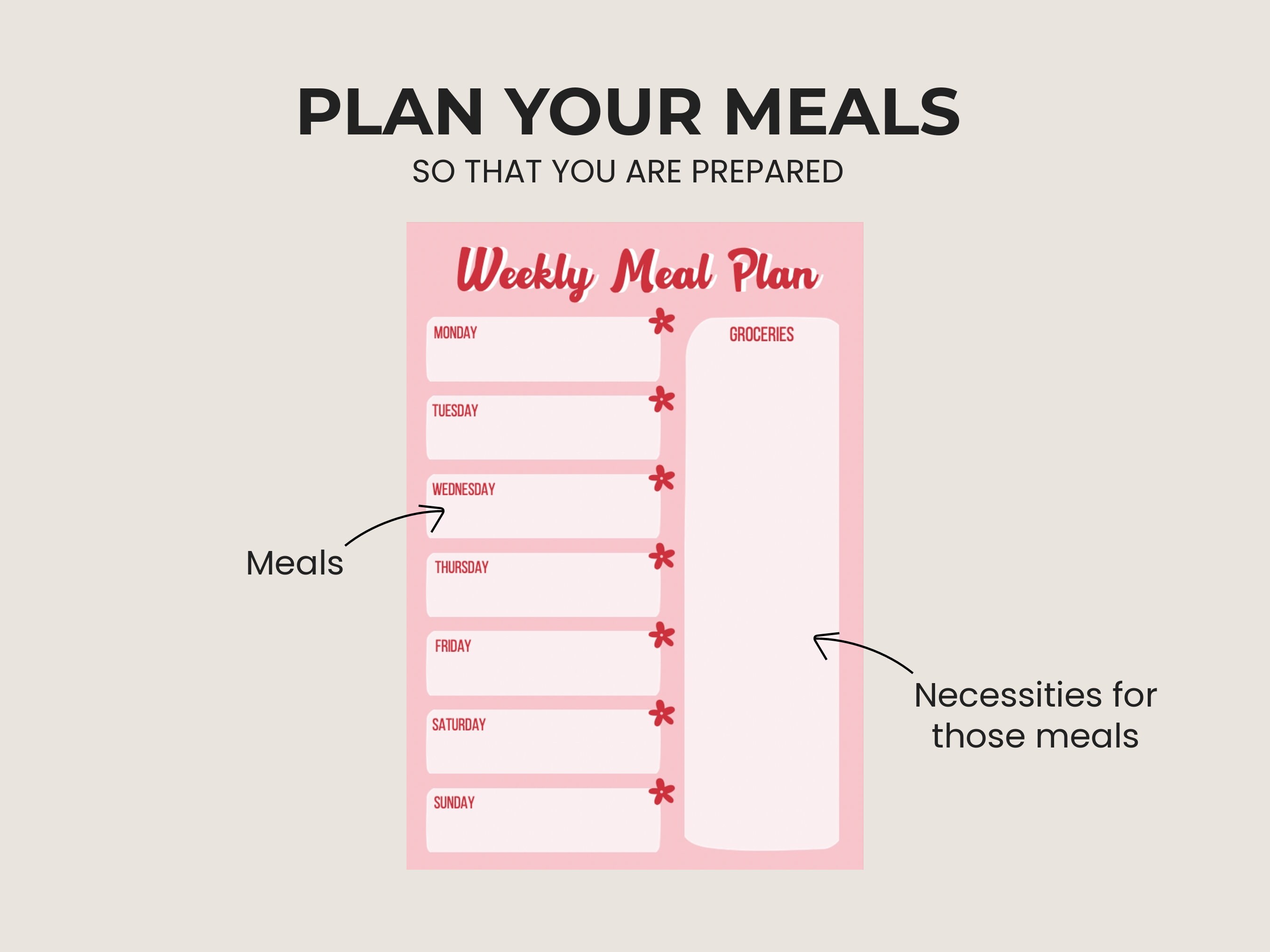 Printable Colorful Weekly Meal Planner, Overview Meals and Groceries ...