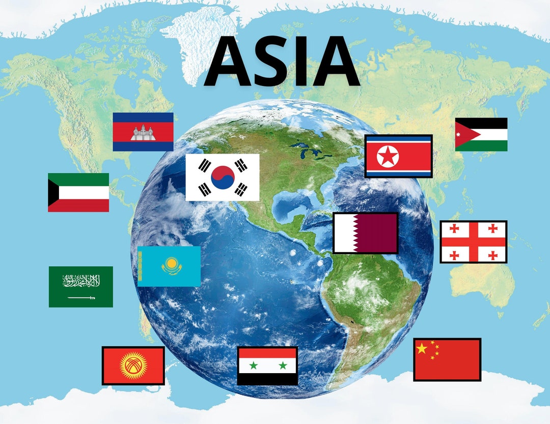 Flags of Asia Children's Books, Education, Geography, Countries in Asia ...