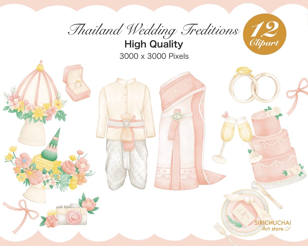 Thai Wedding Traditions – Clipart Set High-quality 12 PNG Fliers ...