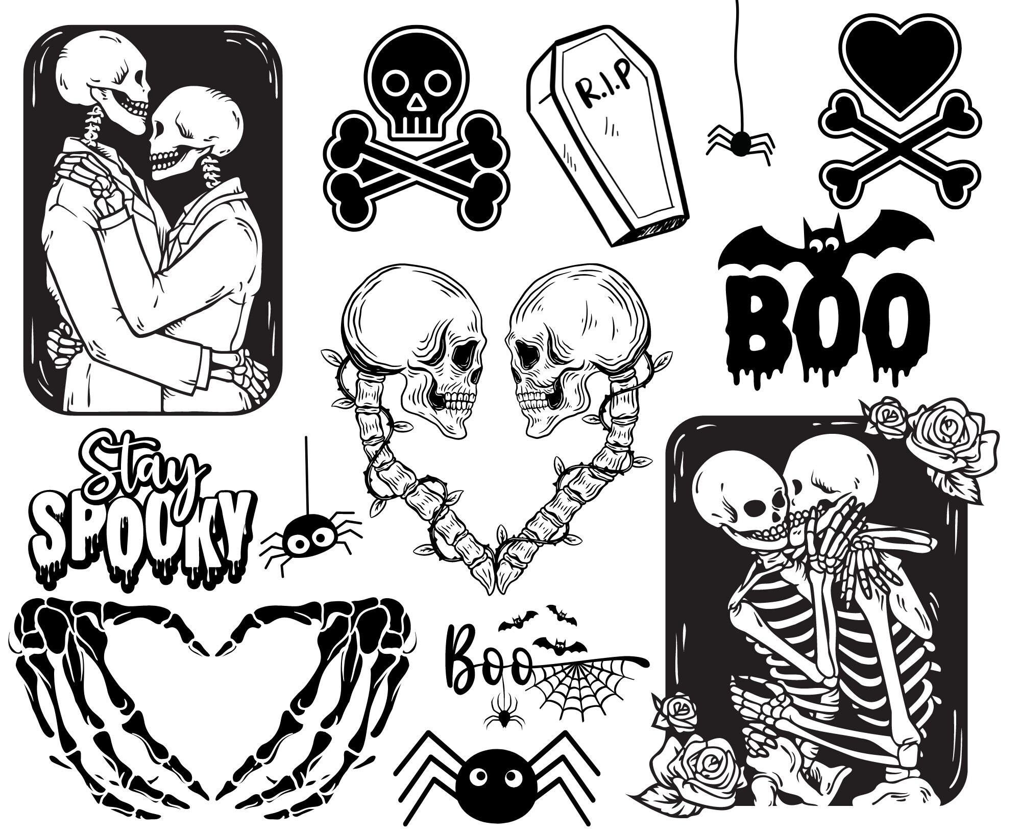 Spooky Halloween Scary SVG Bundle Ghost Spider Ghost Skeleton Coffin - Etsy