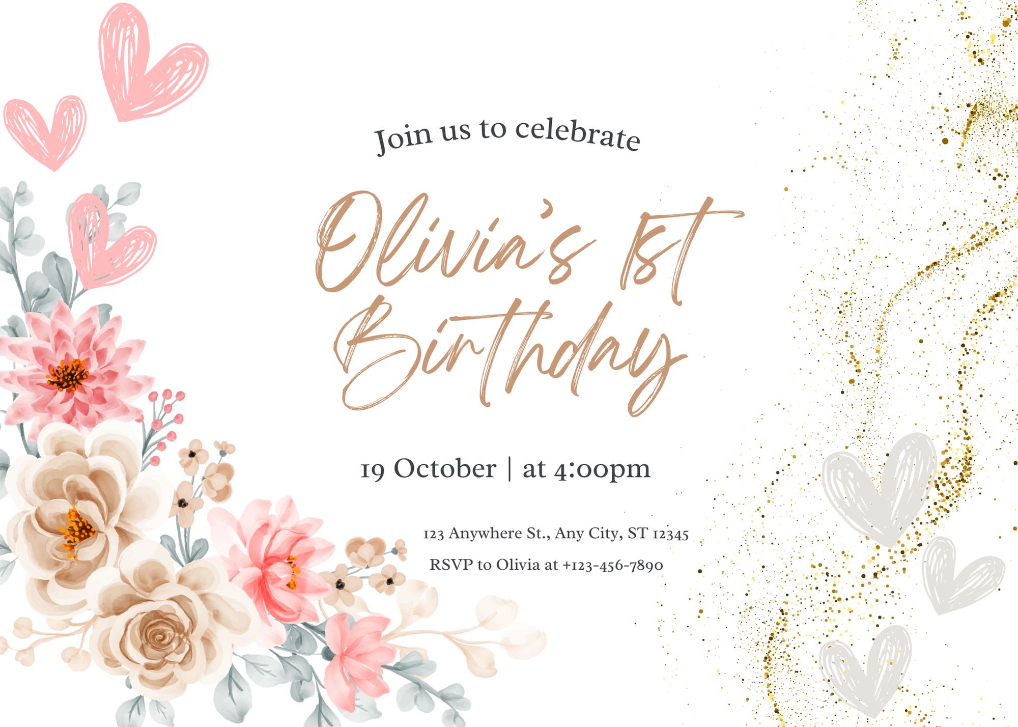 Sweet Canva Editable Birthday Invitation Card Instant Download ...