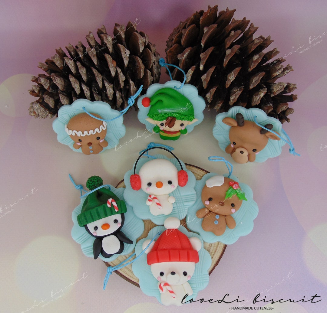 SET of 7 Clay Christmas Ornaments Christmas CUTIES Gift - Etsy