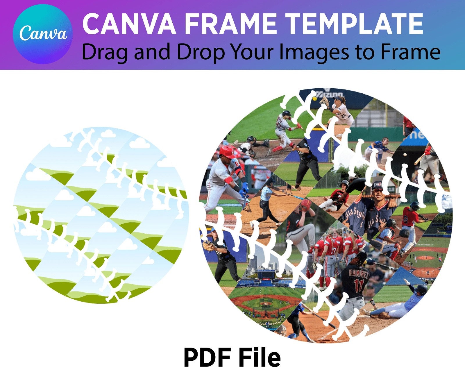 Editable Baseball Softball Canva Frame Template Pdf Photocollage - Etsy