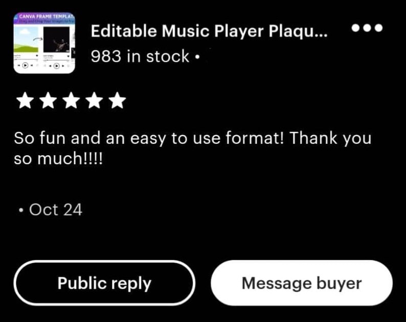 Editable Music Player Plaque Canva Frame Template Personalized Photo ...
