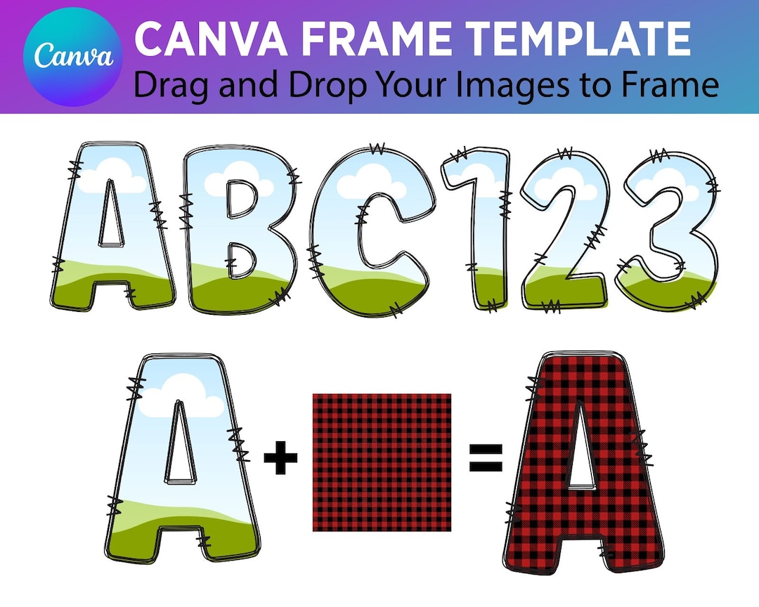 Editable Doodle Letters Canva Frame Template, Alphabet Split ...