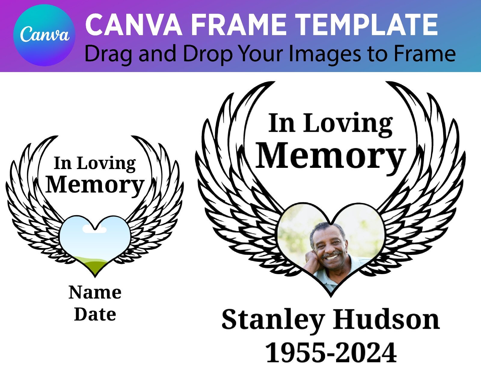In Loving Memory Canva Frame Memorial Loss Digitaltemplate - Etsy