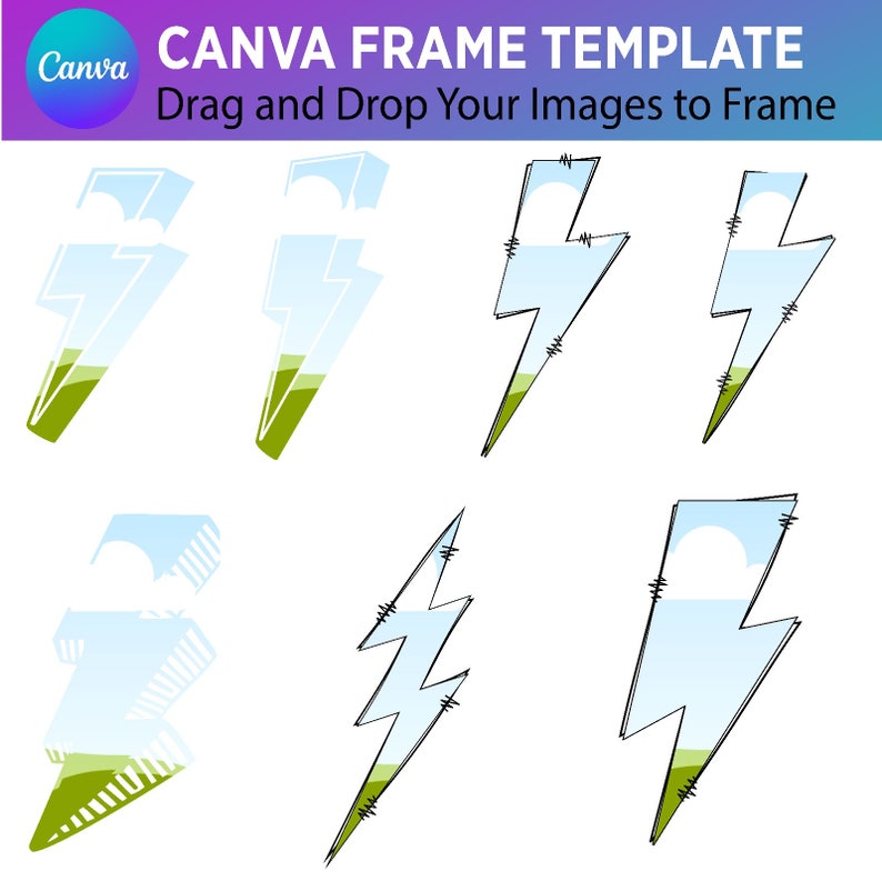 Editable Lightning Bolt Canva Frame Template, Printable Sports Ball ...